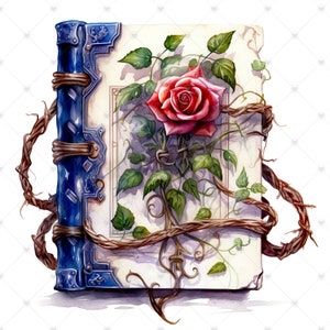 Spell Book With Roses Clipart Bundle- 10 High Quality Watercolor Jpgs ...