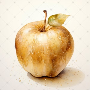 Golden Apple Clipart Bundle- 10 High Quality Watercolor Jpgs- Magical ...