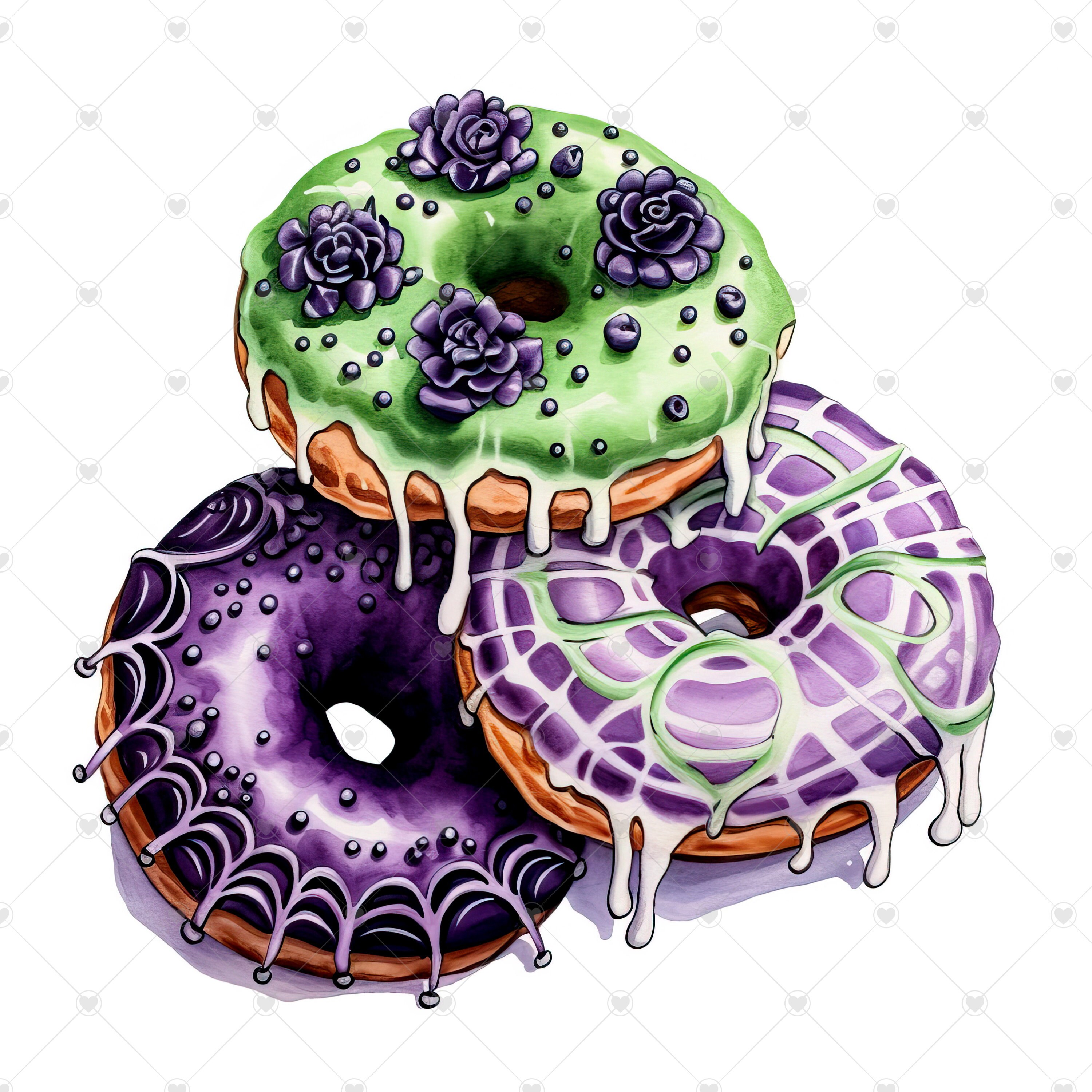 Halloween Donuts Clipart Bundle 10 High Quality Watercolor - Etsy