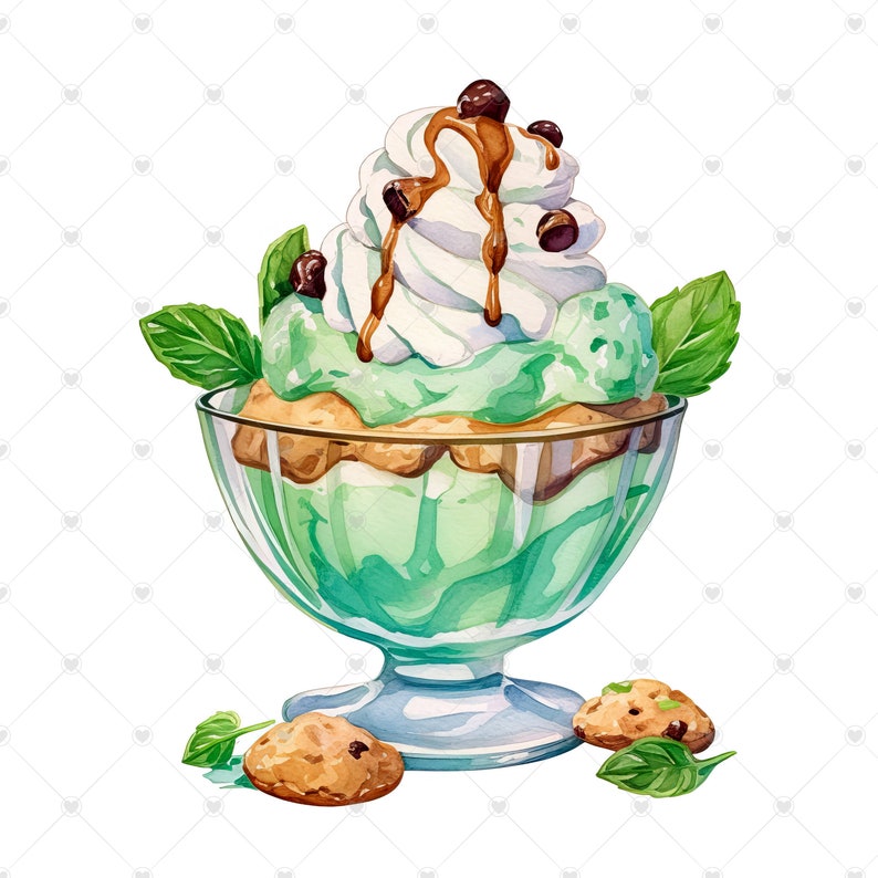 Mint Chocolate Chip Sundae Clipart Bundle 10 High Quality - Etsy