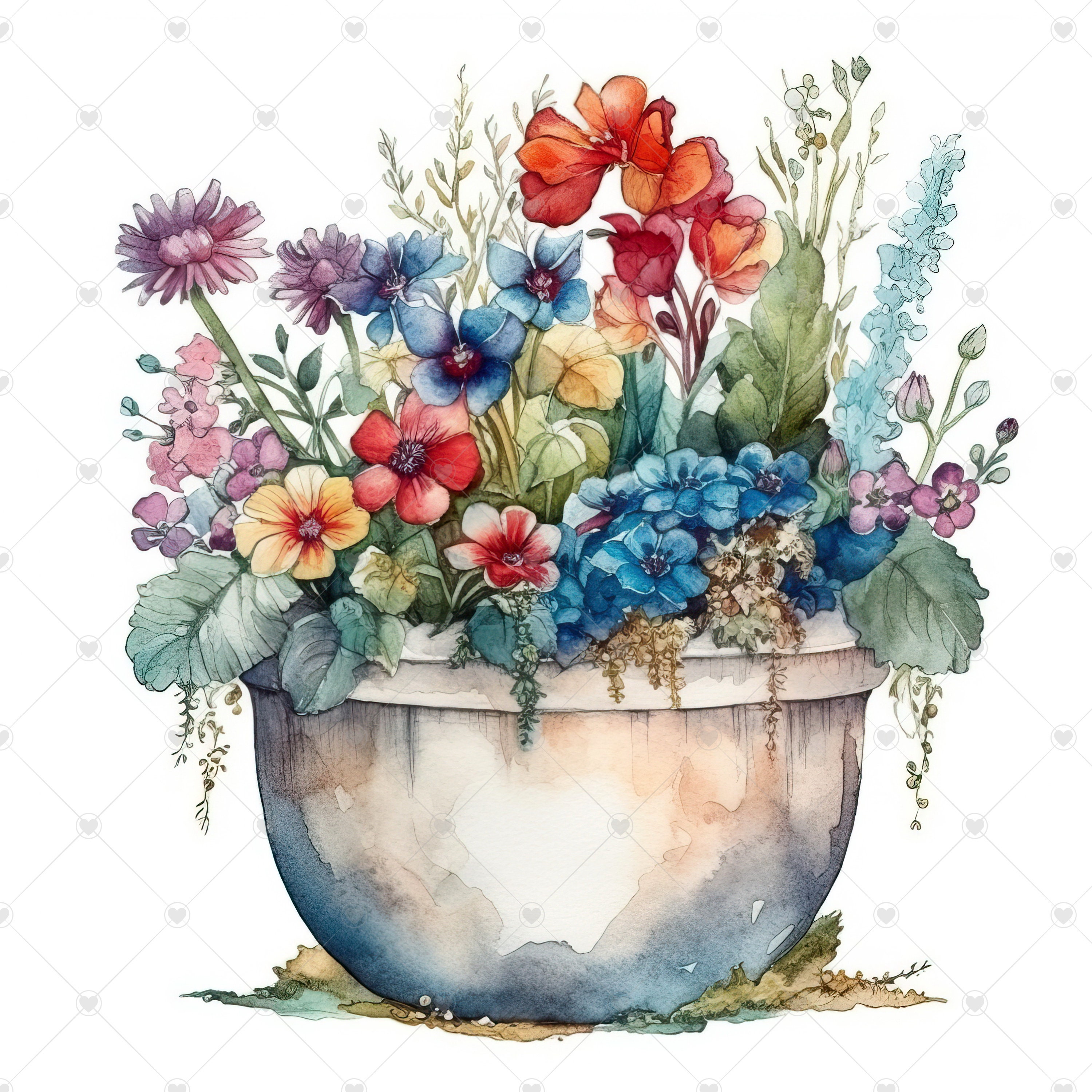 Spring Flowers in Pot Clipart Bundle 10 High Quality - Etsy
