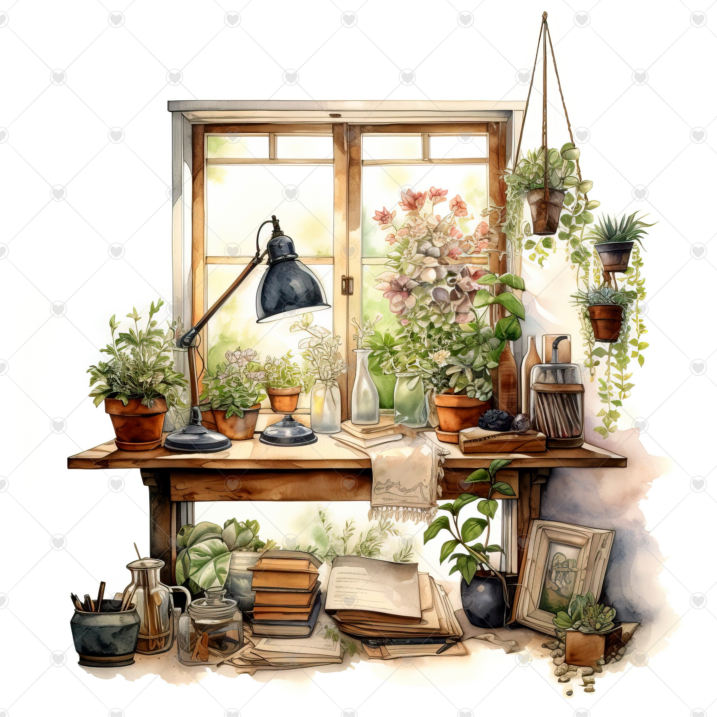 Bookworm's Cozy Cluttered Desk Clipart Bundle 10 High - Etsy Australia