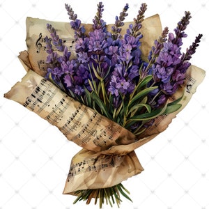 Lavender Bouquet in Music Notes Clipart Bundle- 10 High Quality ...