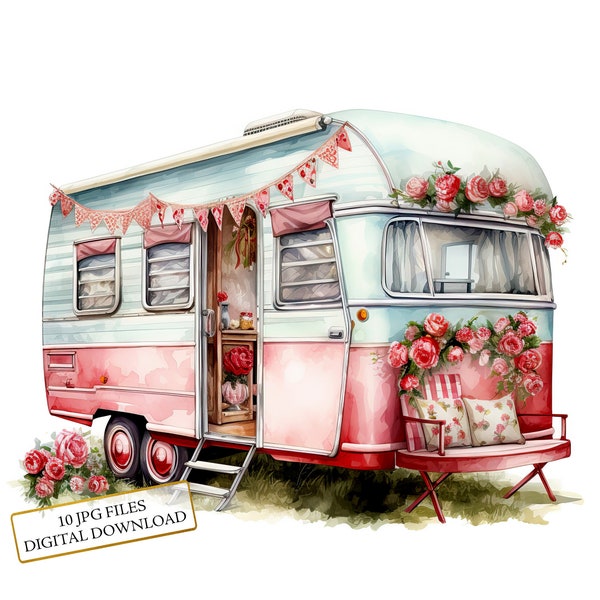 Retro Camper Clipart - Etsy
