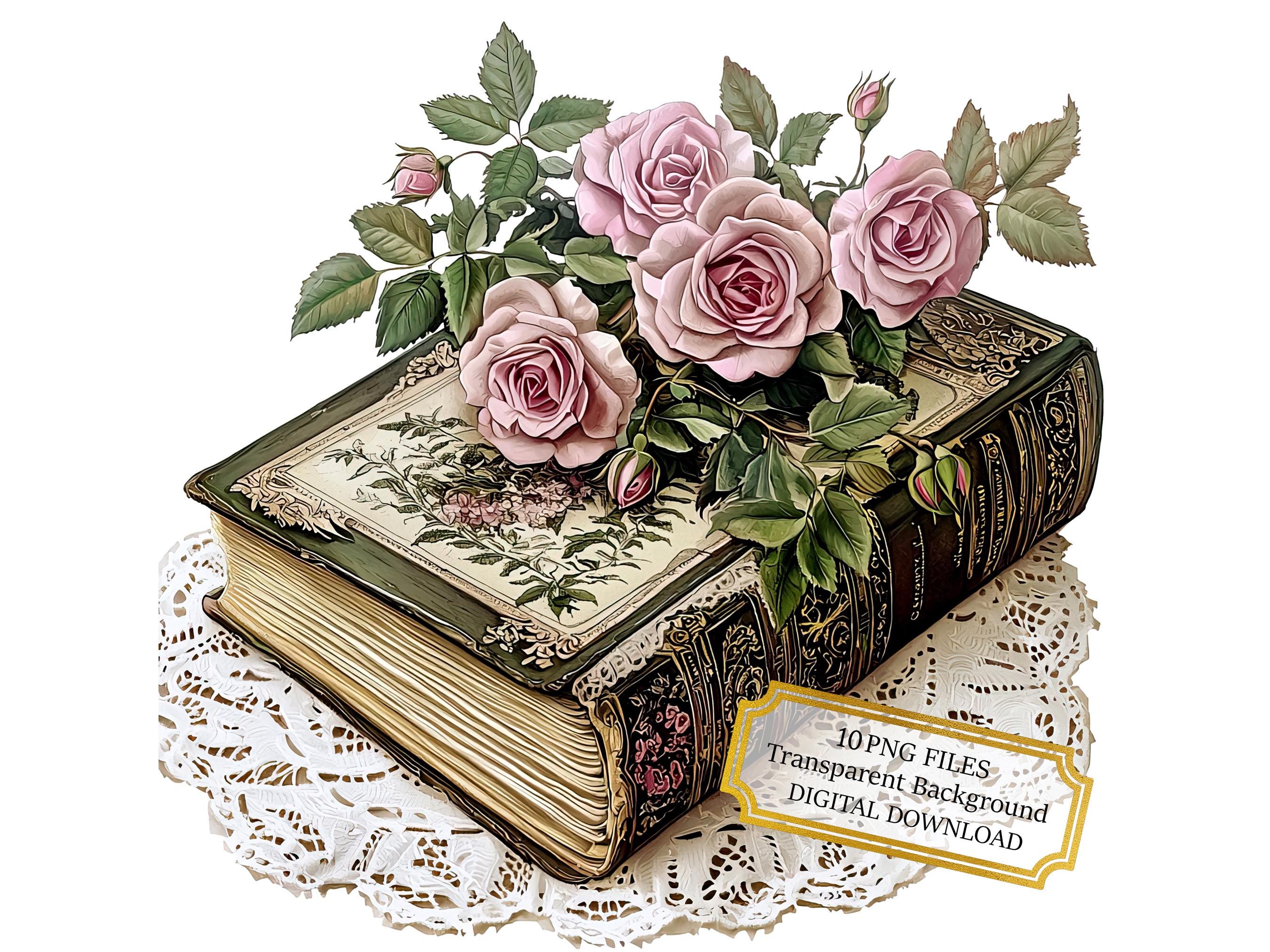 Vintage Boos With Wild Roses and Doily PNG Clipart Bundle- Digital ...