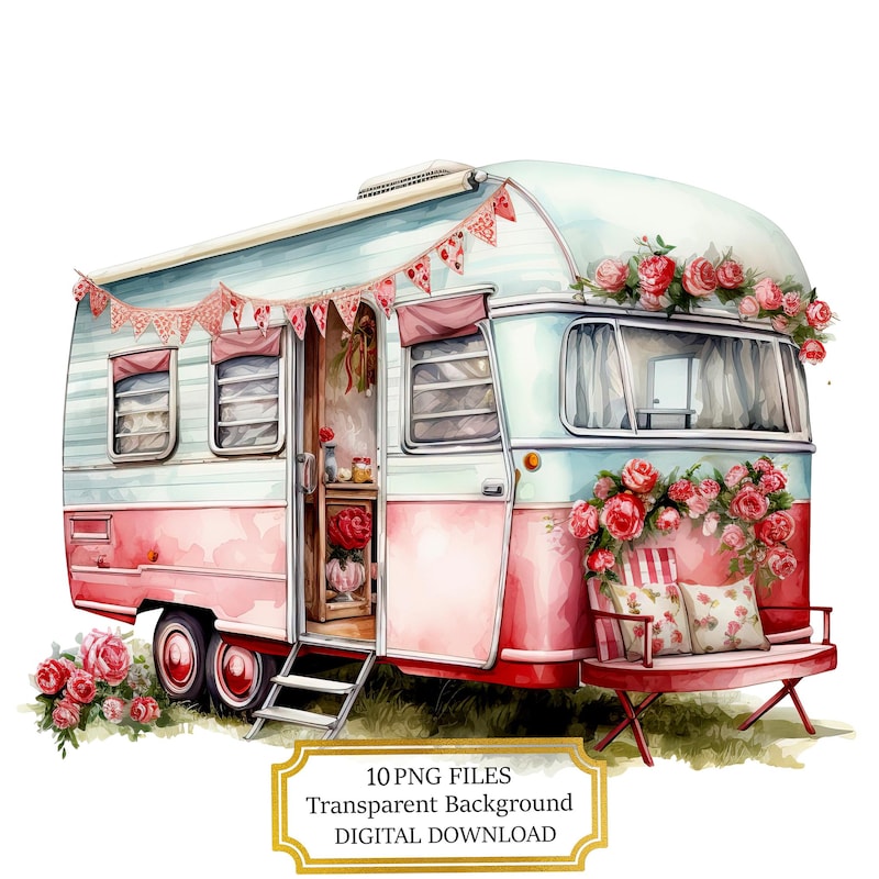 Retro Camper Clipart - Etsy