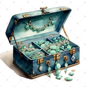 Open Ornate Vintage Jewelry Box Clipart Bundle- 10 High Quality ...