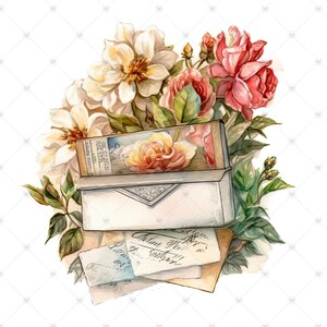 Vintage Postal Envelopes Clipart Bundle- 10 High Quality Watercolor ...