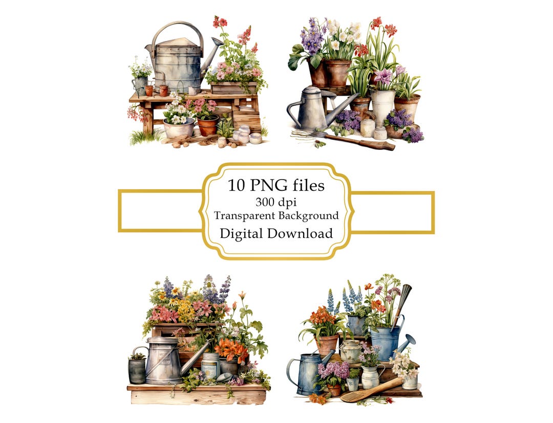 Vintage Gardening Tools PNG Clipart Bundle- Digital Download - Etsy
