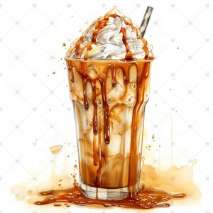 Caramel Milkshake Clipart Bundle 10 High Quality Watercolor Jpgs ...