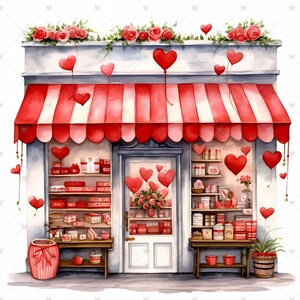 Cute Romantic Valentine's Day Shop Clipart Bundle- 10 High Quality ...