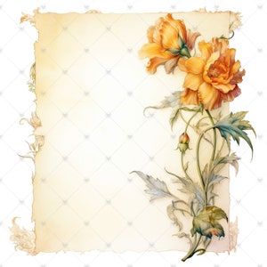 Torn Paper Page With Flowers Clipart Bundle- 10 High Quality Watercolor ...