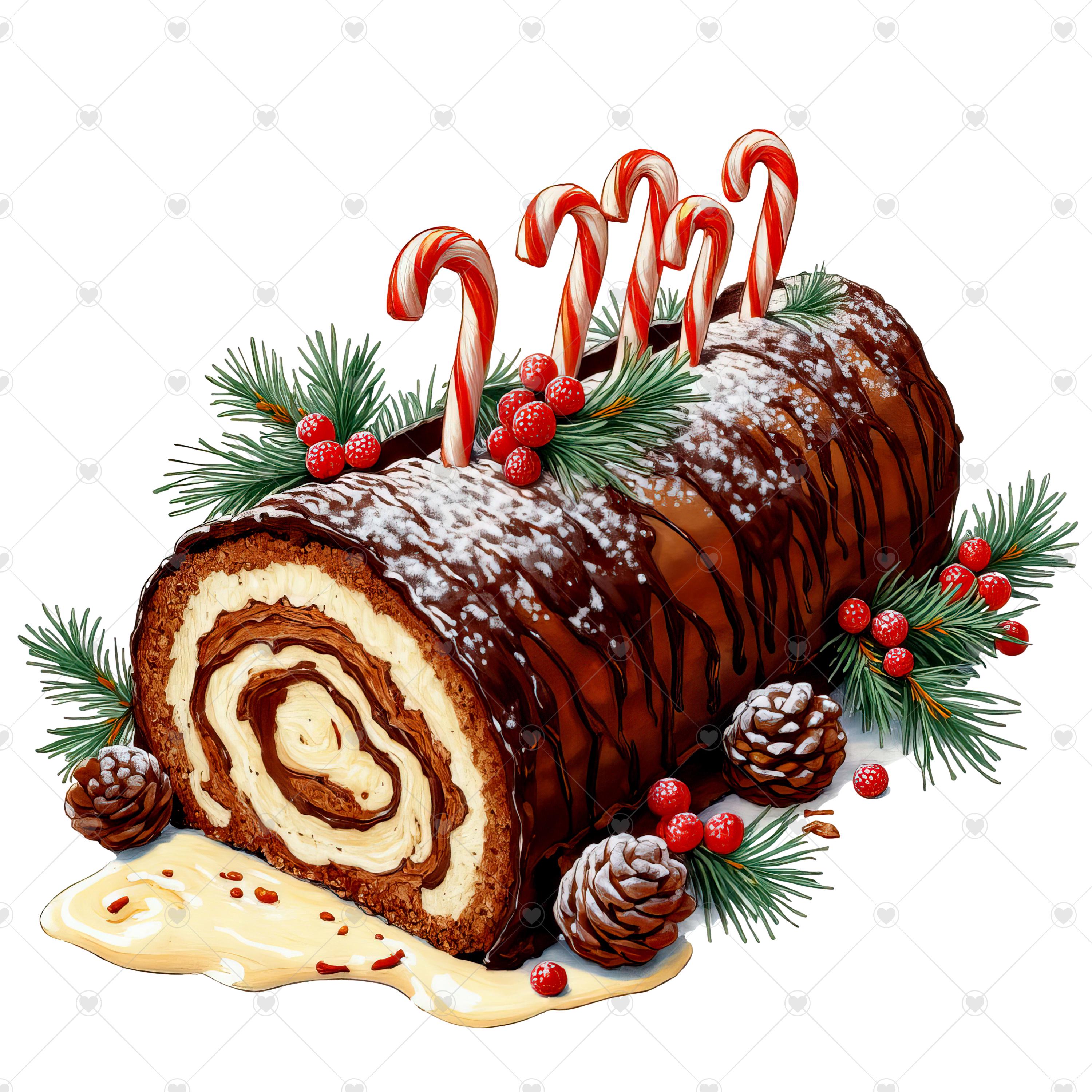 Vintage Yule Log Cake PNG Clipart Bundle- Digital Download - Etsy UK