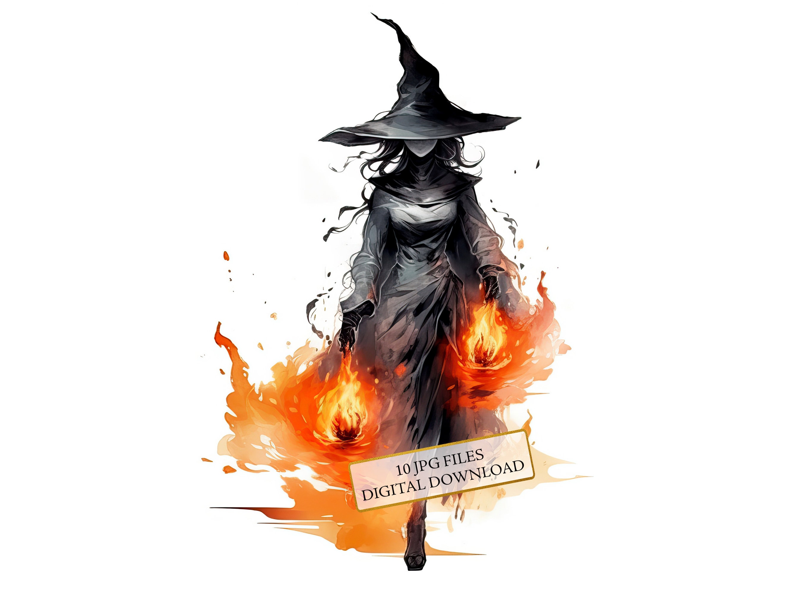 Halloween Fire Witch Clipart Bundle 10 High Quality - Etsy