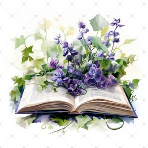 Flowers Growing From an Open Book Clipart Bundle- 10 High Quality ...