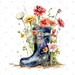 Rain Boots and Wildflowers Clipart Bundle 10 High Quality Watercolor ...