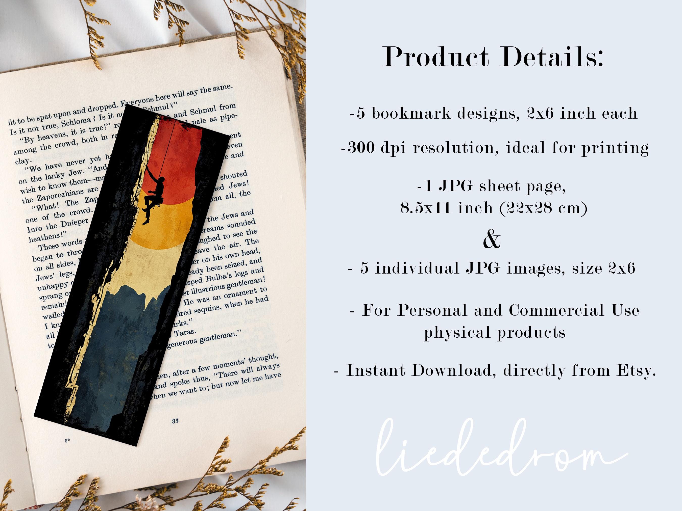 Rock Climber JPG Printable Bookmark Sheet Set- Digital Download - Etsy