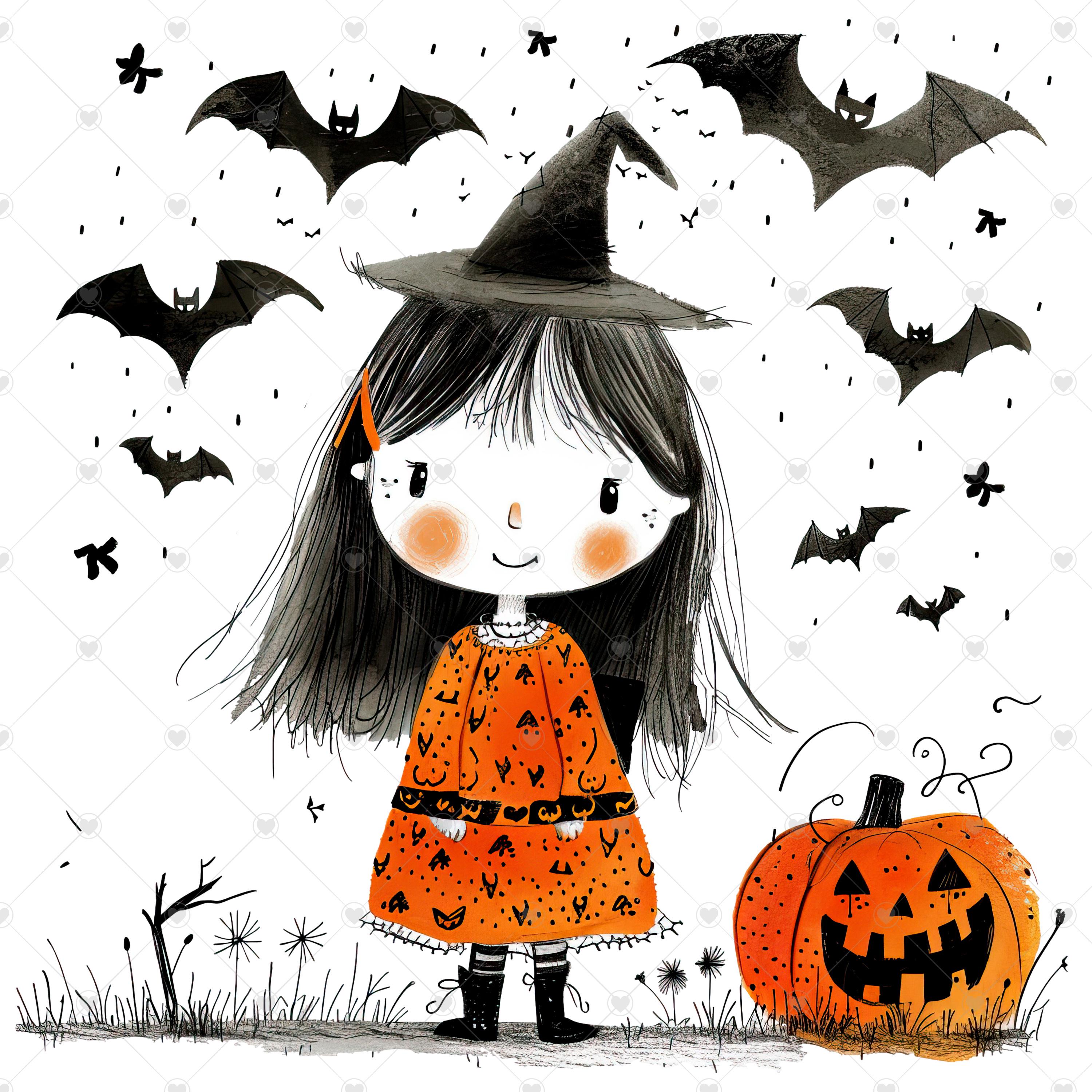Little Halloween Witch PNG Clipart Bundle- Digital Download - Etsy