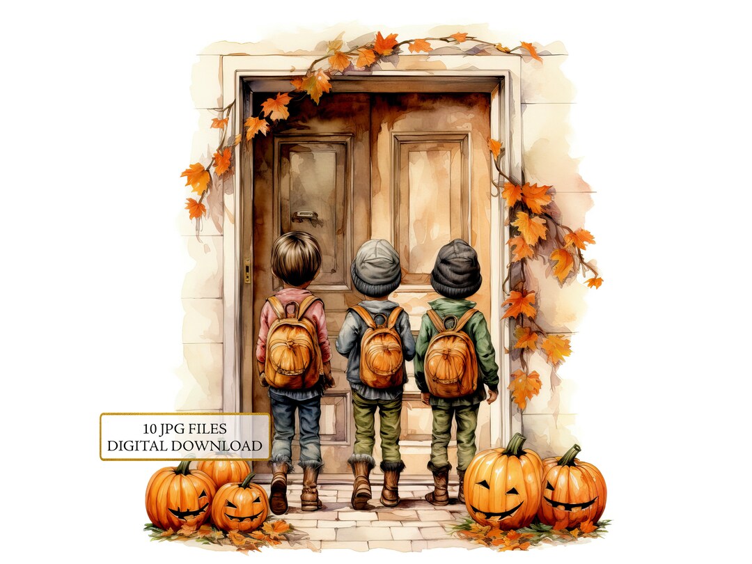 Halloween Trick or Treating Children Clipart Bundle 10 High Quality ...
