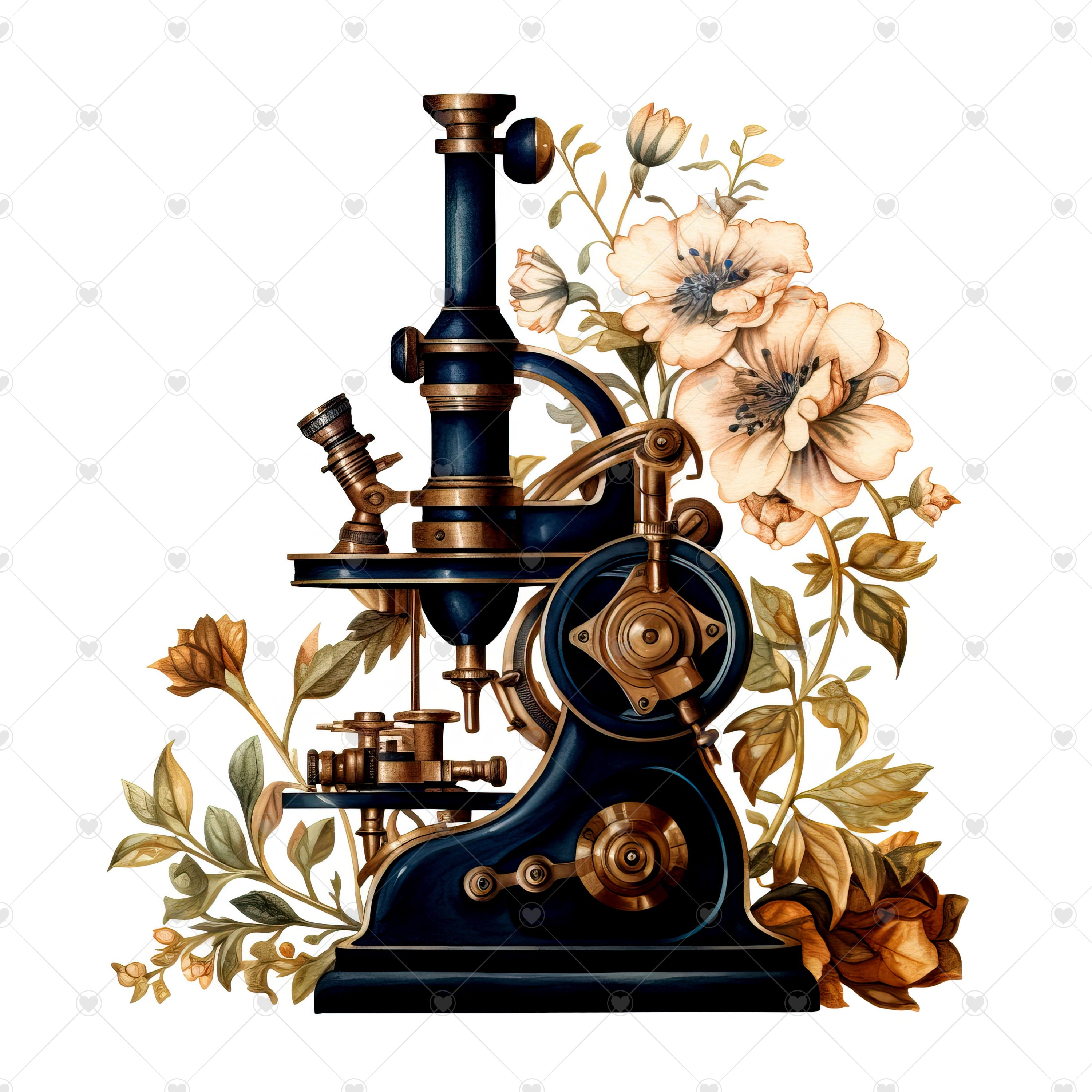 Vintage Microscope With Flowers Clipart Bundle 10 High - Etsy