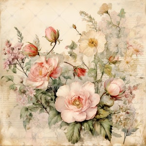 Shabby Chic Wild Roses Aged Paper Clipart Bundle- 10 High Quality ...