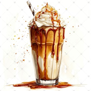 Caramel Milkshake Clipart Bundle 10 High Quality Watercolor Jpgs ...
