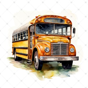 School Bus Clipart Bundle- 10 High Quality Watercolor Jpgs- Back to ...
