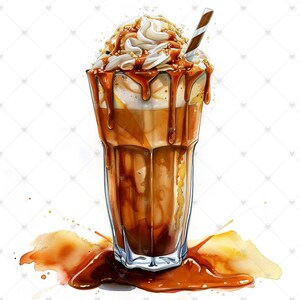 Caramel Milkshake Clipart Bundle 10 High Quality Watercolor Jpgs ...