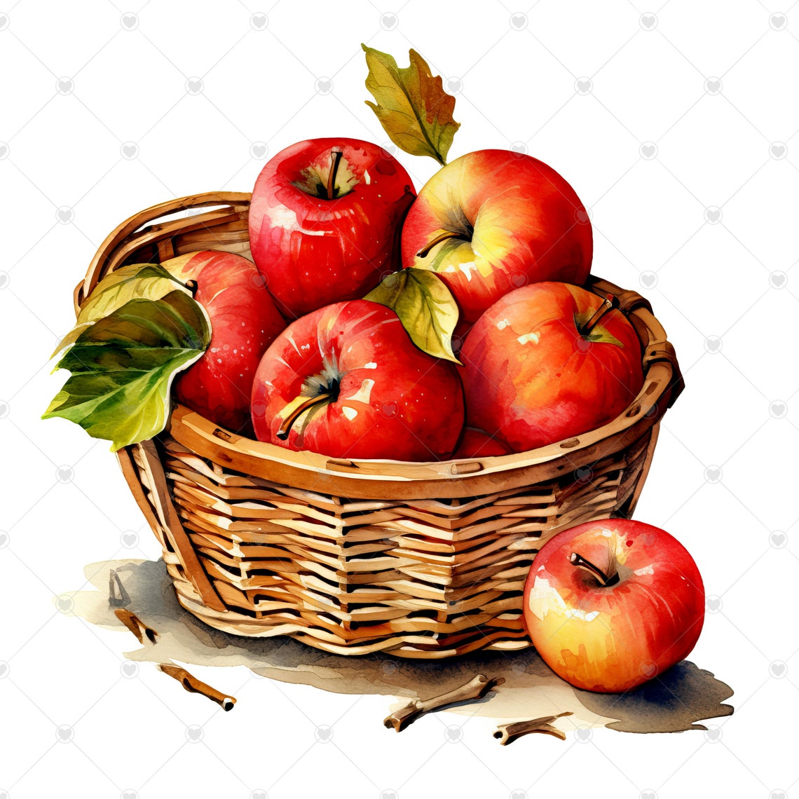 Apple Basket Clipart Bundle 10 High Quality Watercolor Jpgs - Etsy