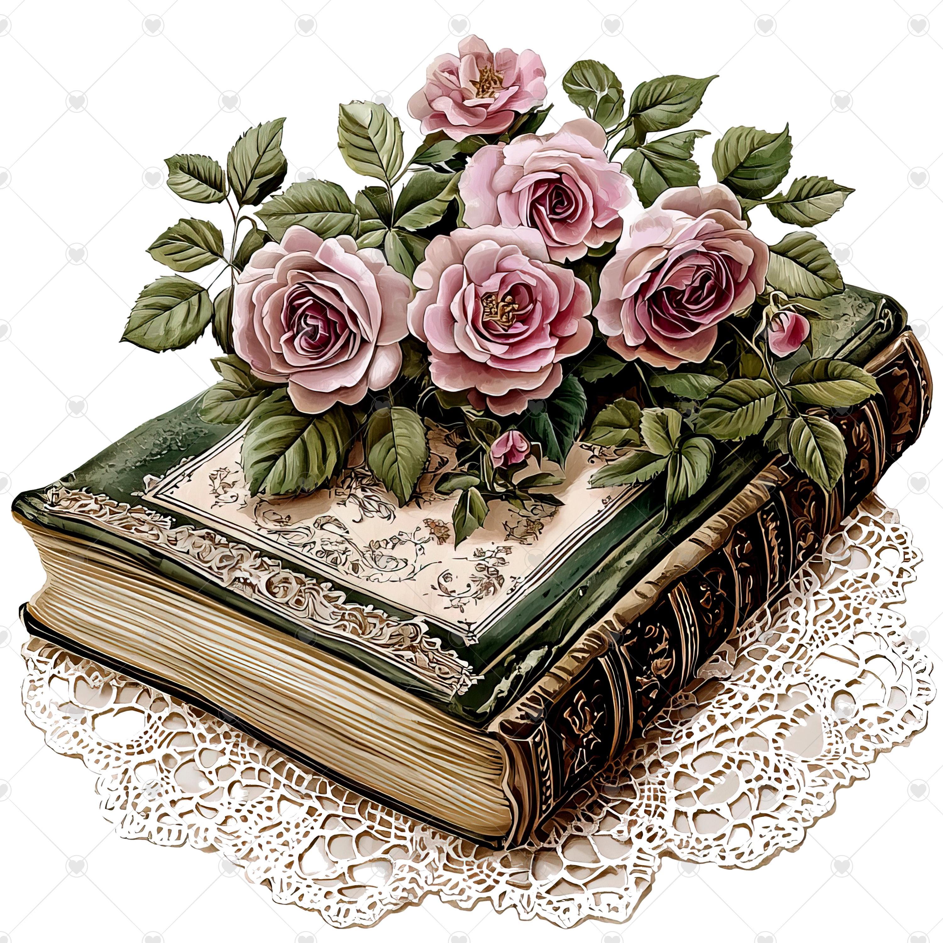 Vintage Boos With Wild Roses and Doily PNG Clipart Bundle- Digital ...