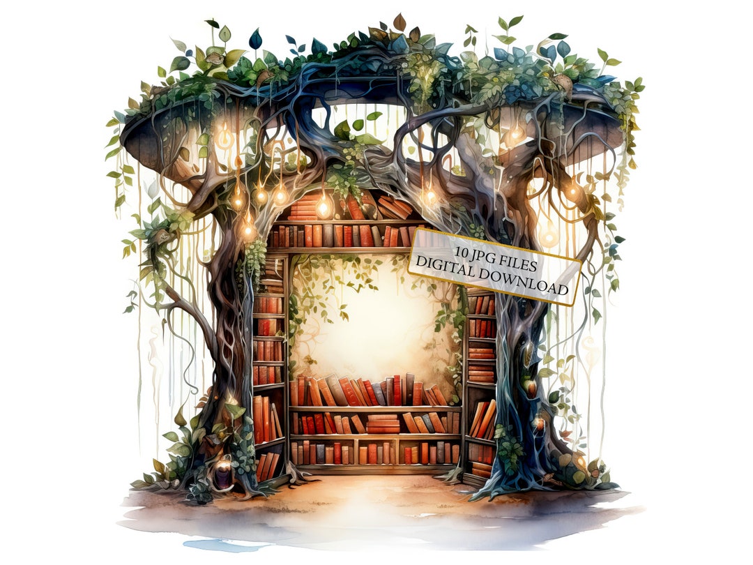 Enchanted Magical Forest Bookshelf Clipart Bundle- 10 High Quality ...