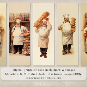 10 Fat Chef Printable Bookmarks for Recipe Books Bookmark Sheets, 10 ...