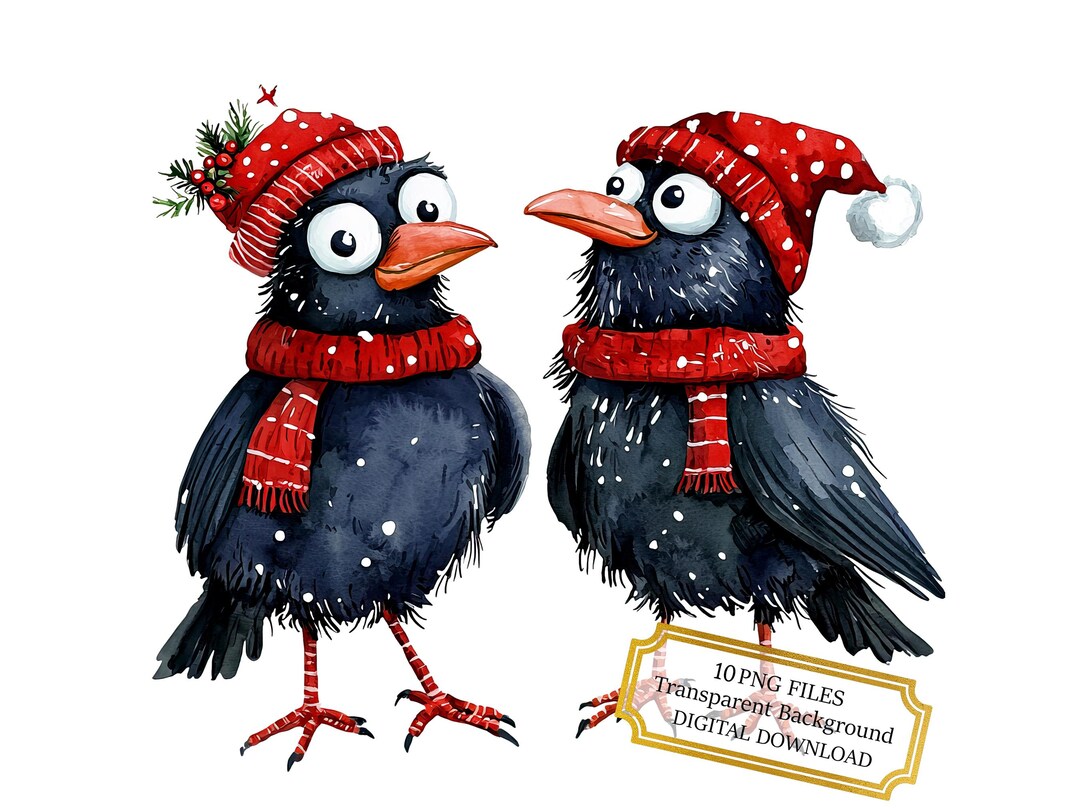 Silly Christmas Crows PNG Clipart Bundle- Digital Download - Etsy Canada