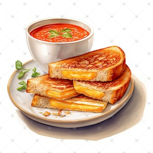 Tomato Soup and Grilled Cheese Sandwich Clipart Bundle- 10 High Quality ...