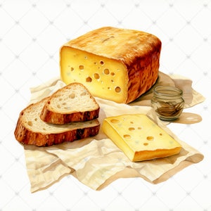 Bread and Cheese Clipart Bundle- 10 High Quality Watercolor Jpgs ...