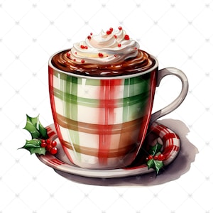 Cup of Christmas Hot Chocolate Clipart Bundle- 10 High Quality ...
