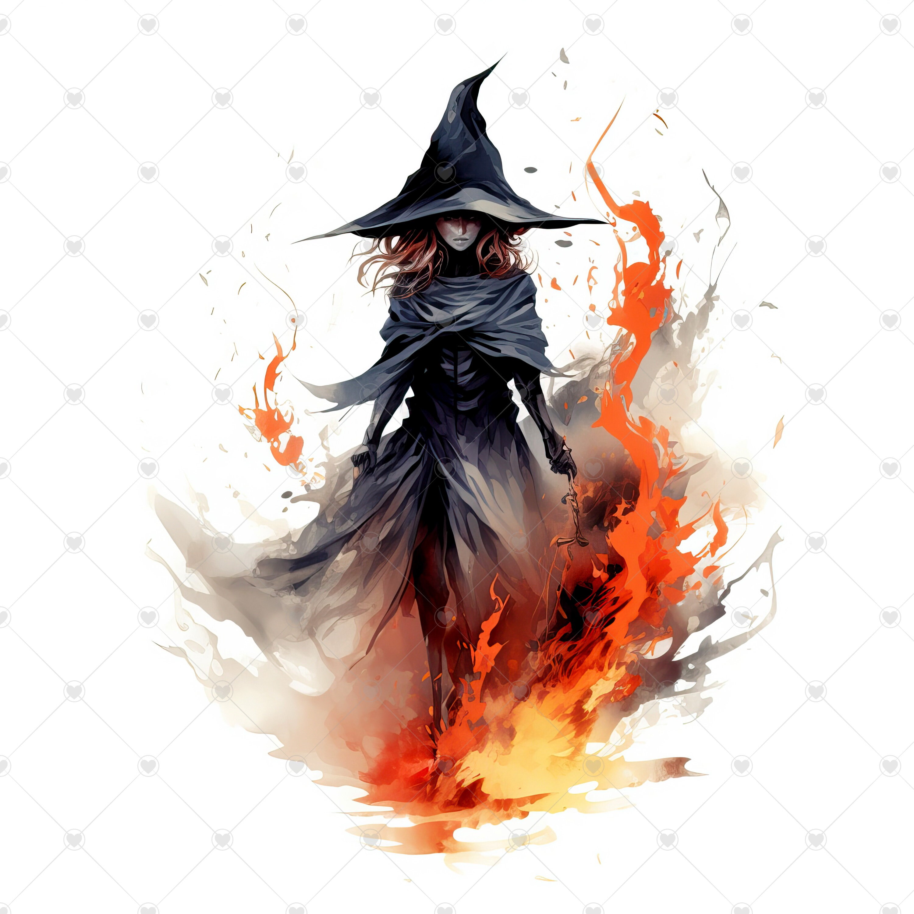 Halloween Fire Witch Clipart Bundle 10 High Quality - Etsy