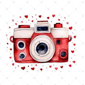 Cute Vintage Red Camera With Hearts Clipart Bundle- 10 High Quality ...