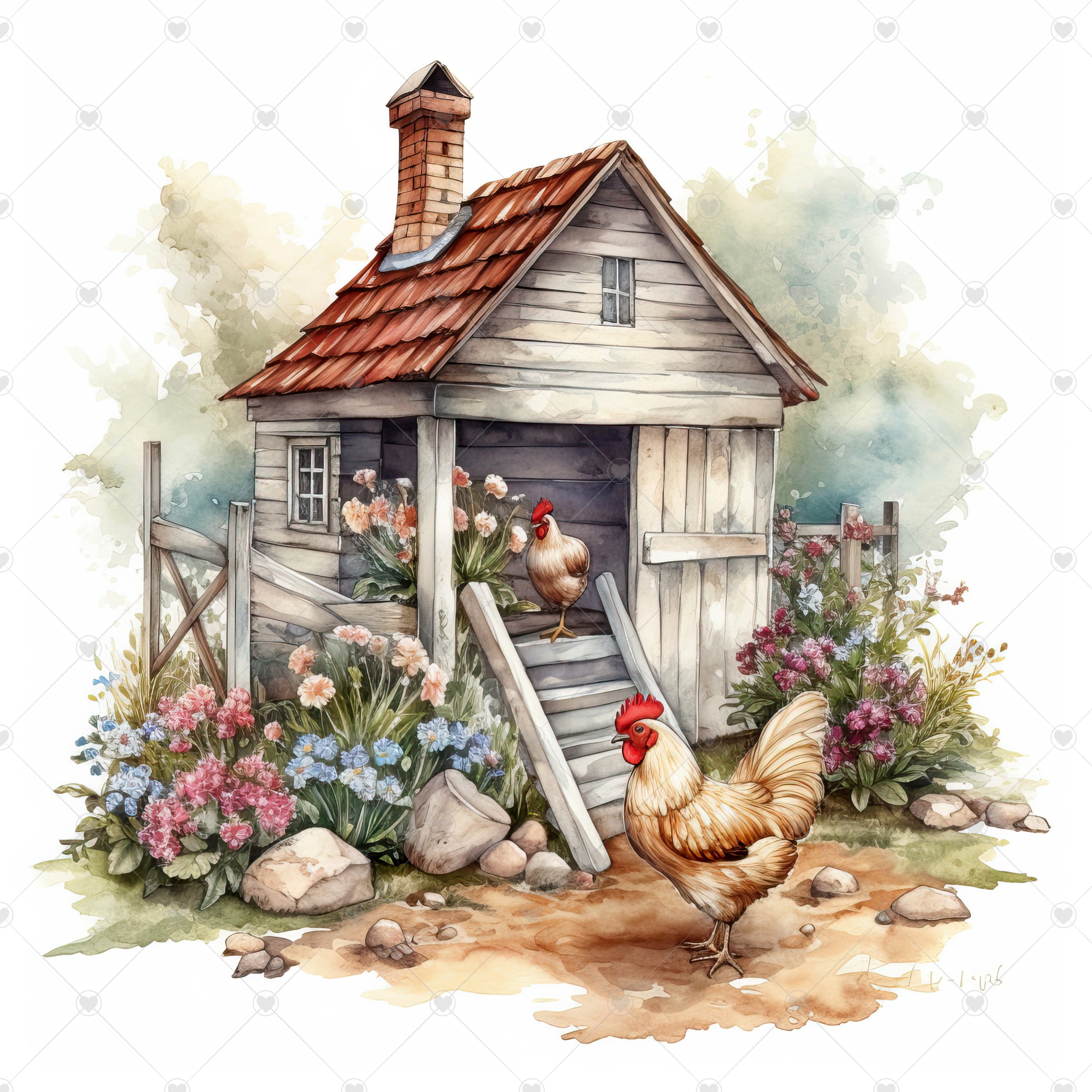 Hen House Chicken Coop Clipart Bundle 10 High Quality - Etsy