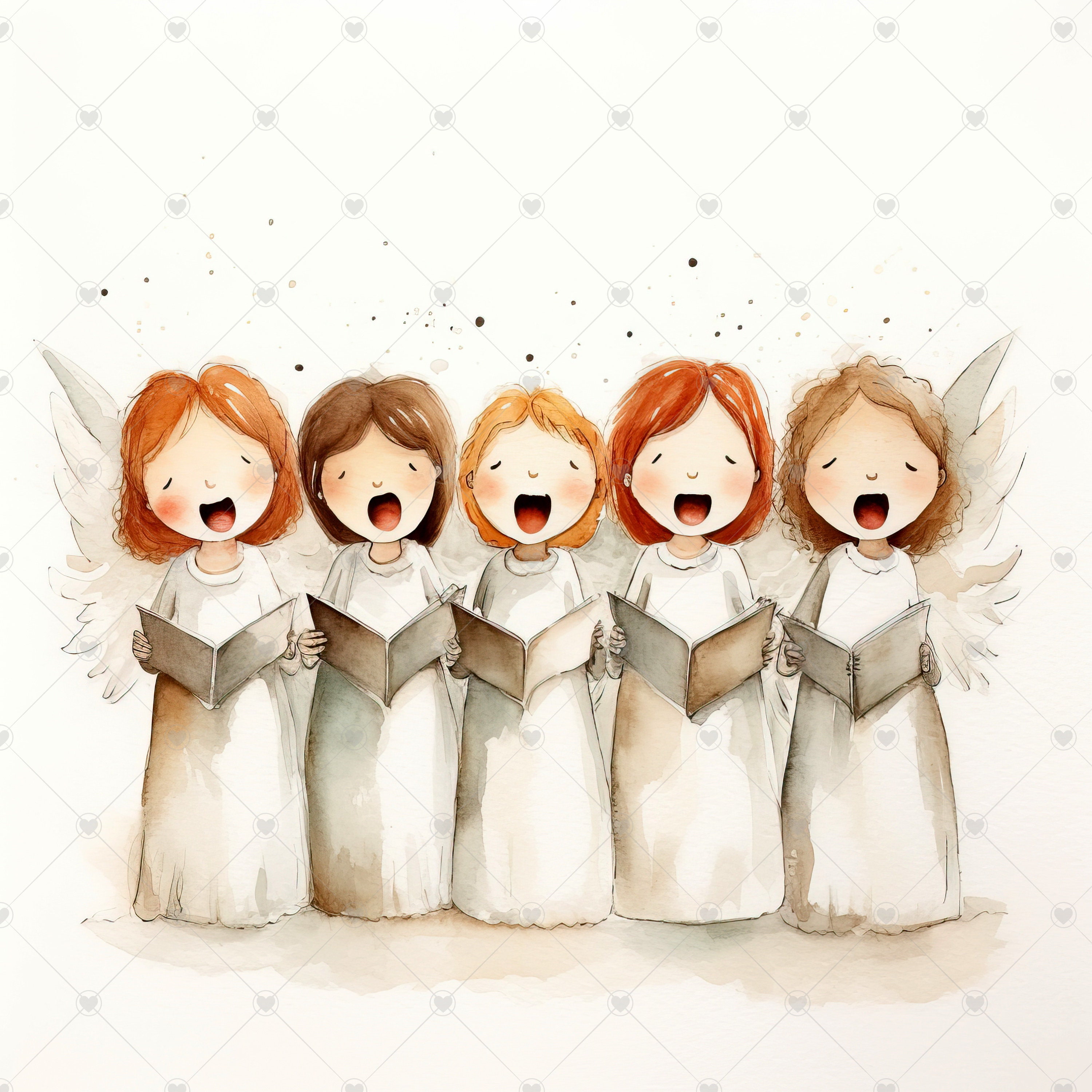 Adorable Little Angels Singing Christmas Carols Clipart - Etsy Australia
