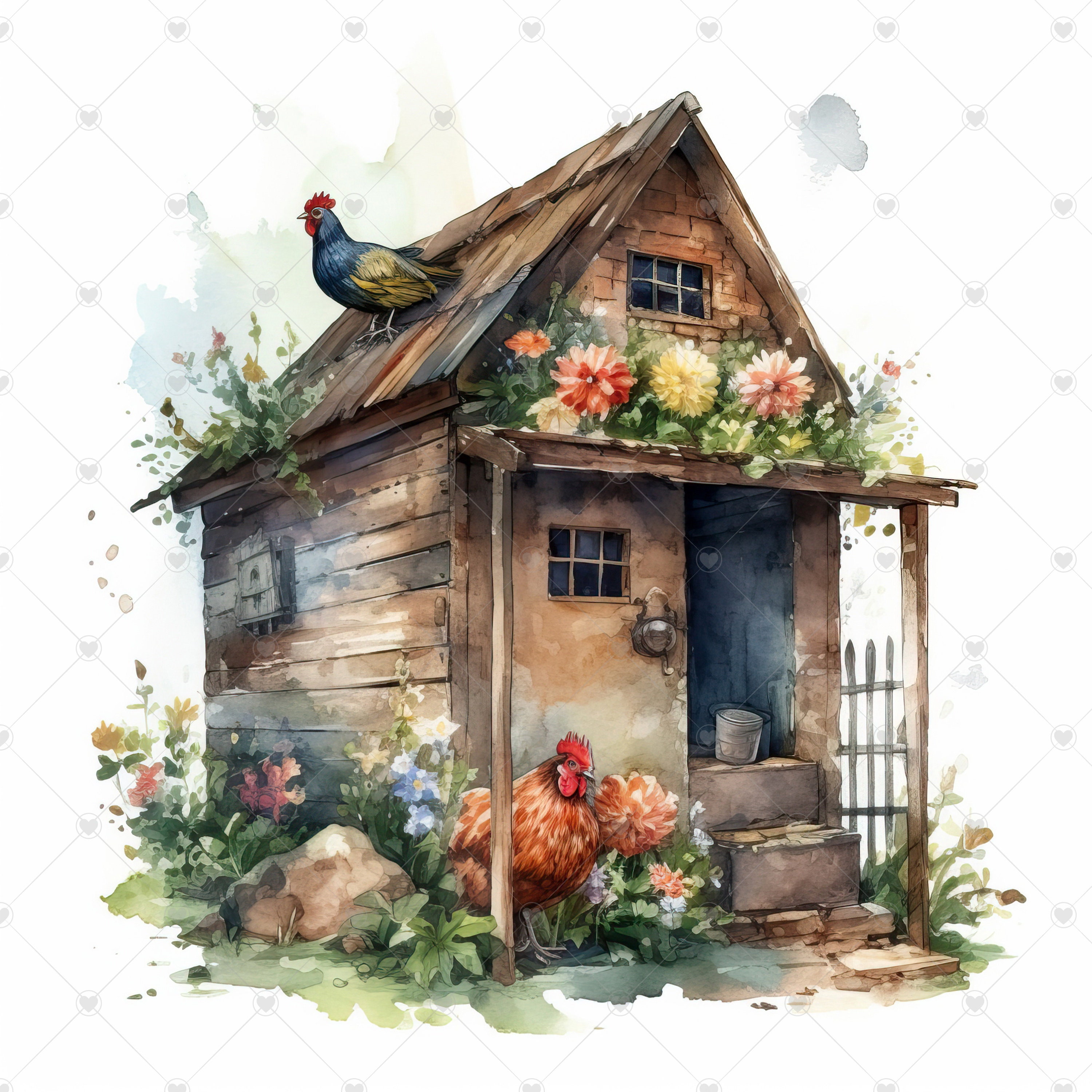Hen House Chicken Coop Clipart Bundle 10 High Quality - Etsy