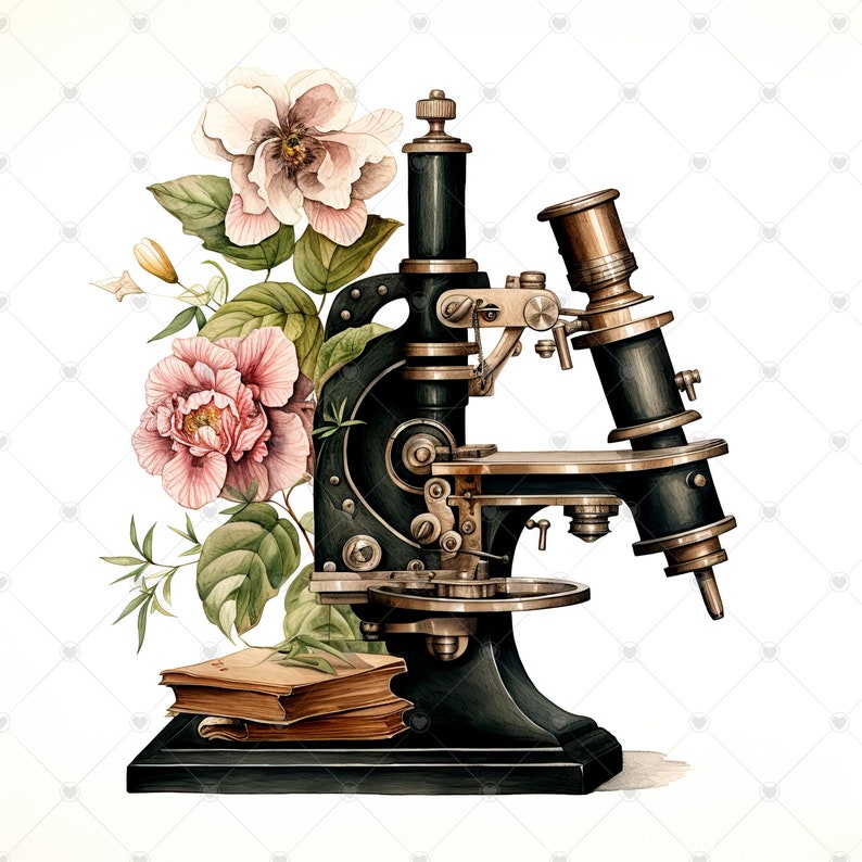 Vintage Microscope With Flowers Clipart Bundle 10 High - Etsy