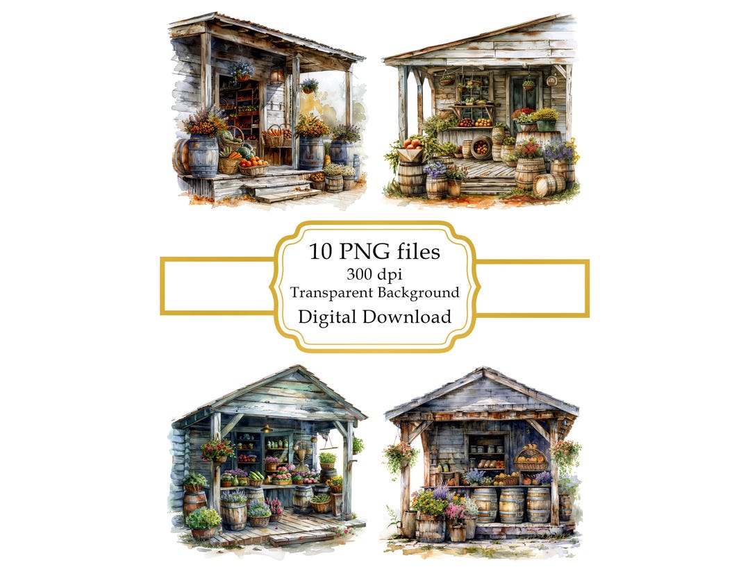 Porch of a Countryside General Store PNG Clipart Bundle- Digital ...