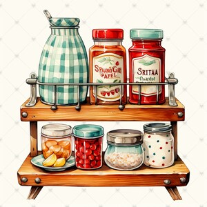Retro Spice Rack Clipart Bundle- 10 High Quality Watercolor Jpgs ...