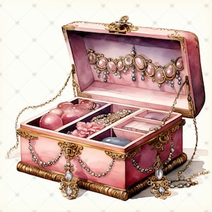 Open Ornate Vintage Jewelry Box Clipart Bundle- 10 High Quality ...
