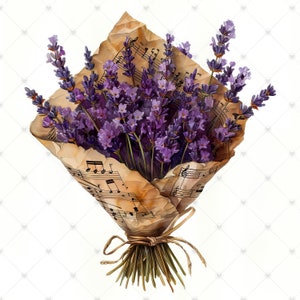 Lavender Bouquet in Music Notes Clipart Bundle- 10 High Quality ...