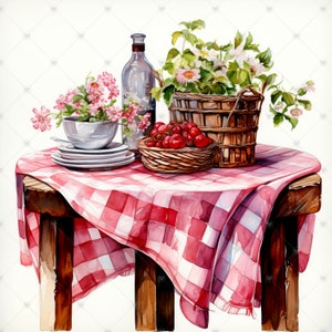 Wooden Country Table Clipart Bundle- 10 High Quality Watercolor Jpgs ...