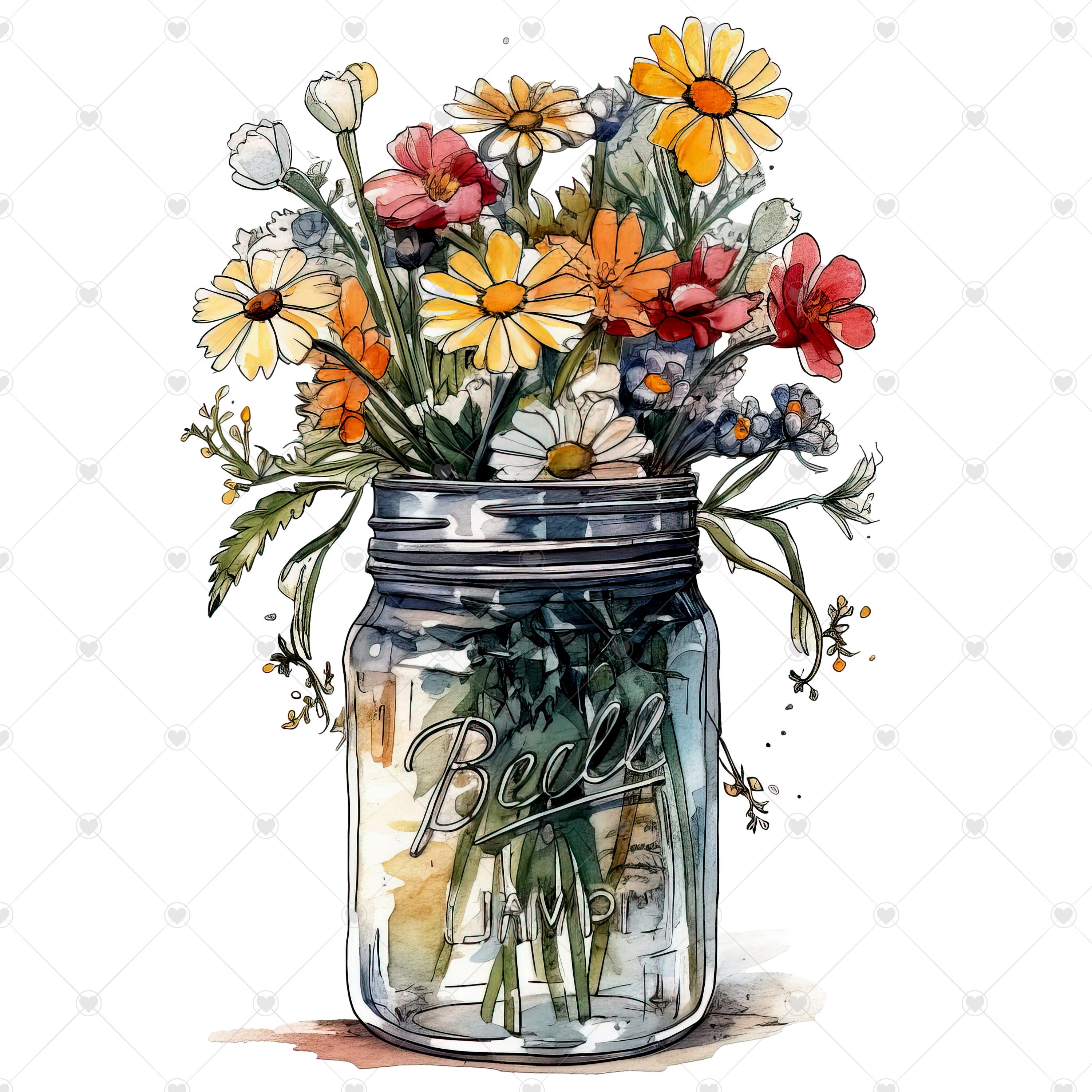 Wildflowers in a Jar PNG Clipart Bundle- Digital Download - Etsy UK