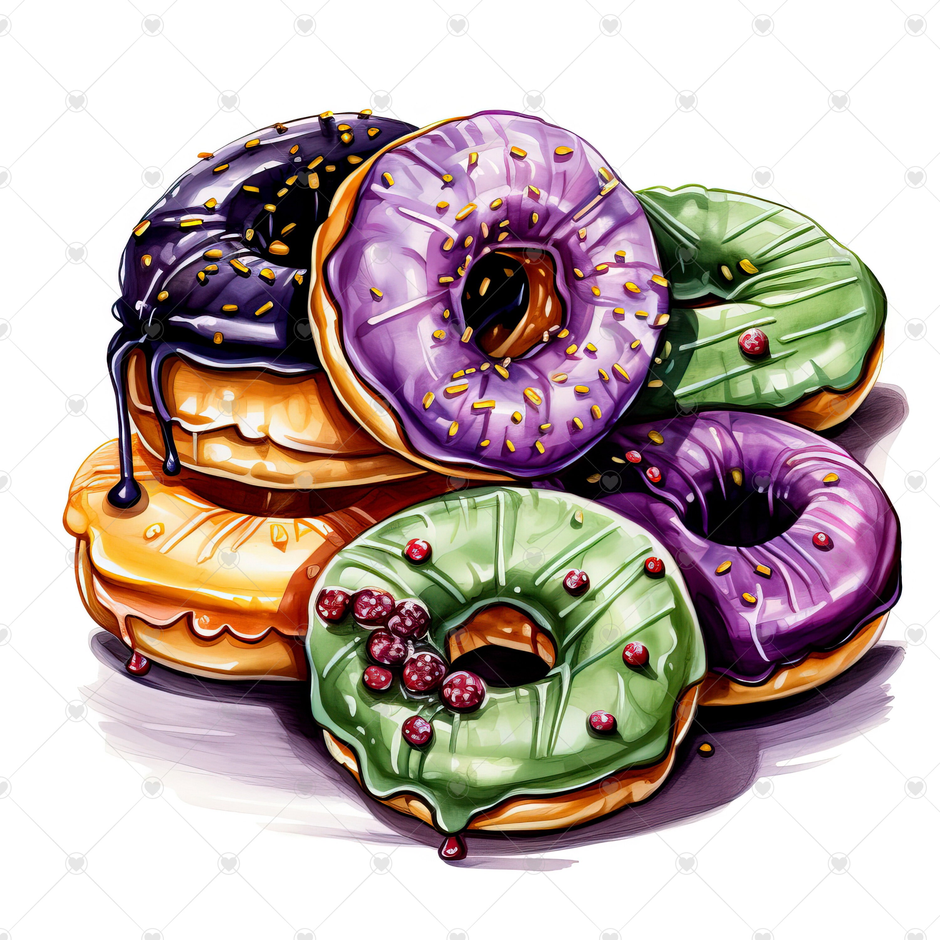 Halloween Donuts Clipart Bundle 10 High Quality Watercolor - Etsy