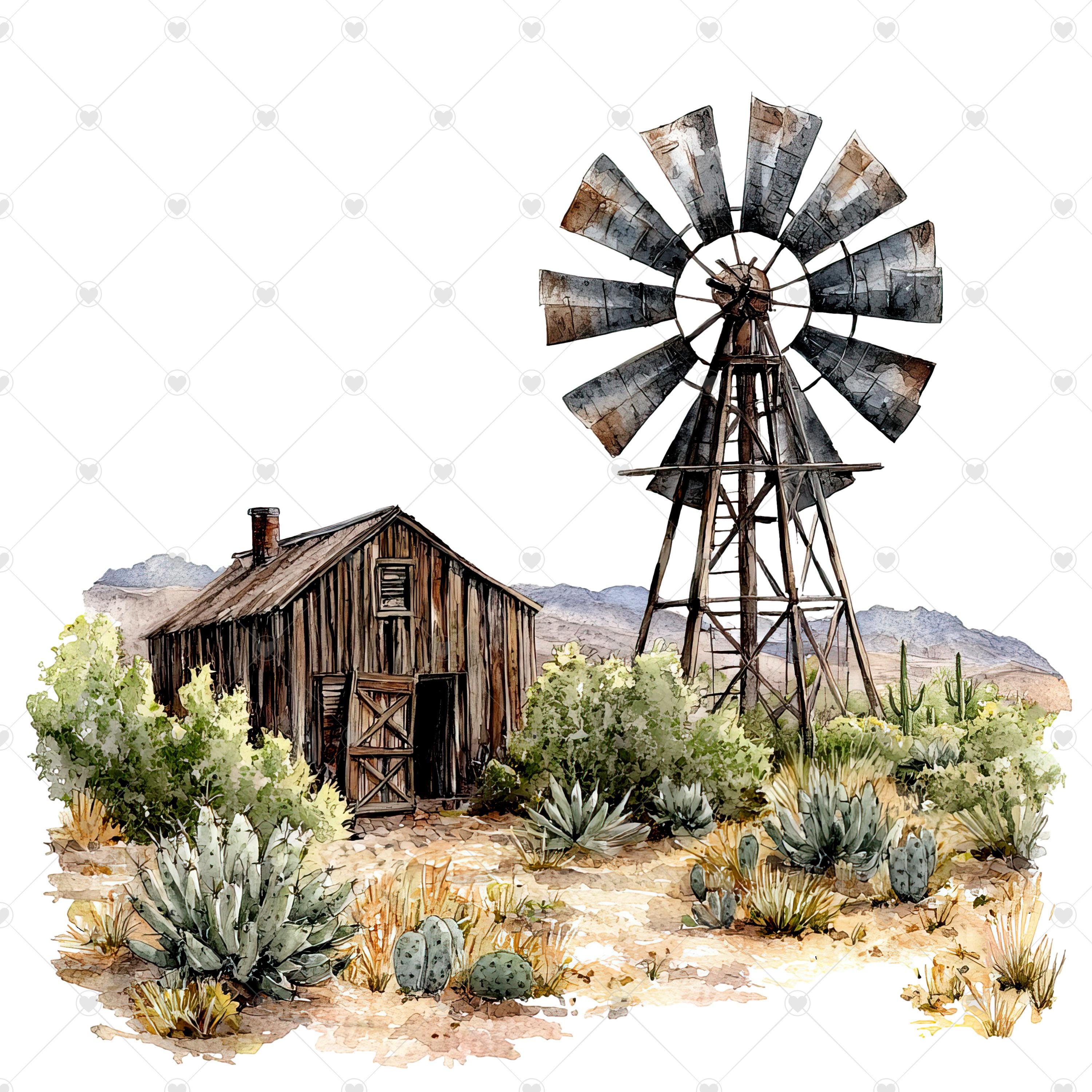Old Western Ranch Windmill PNG Clipart Bundle- Digital Download - Etsy